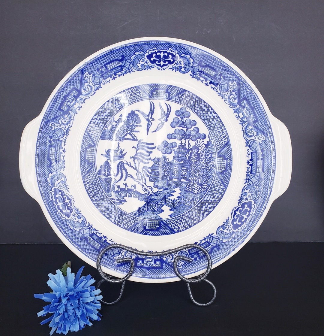 Royal China Blue Willow Ware Handled Cake Plate, Blue and White - Etsy