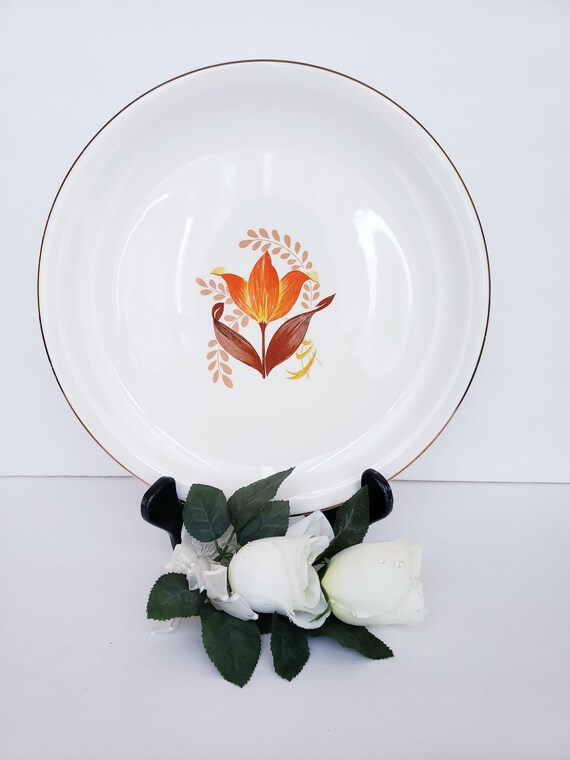 Harker Bakerite Modern Orange Tulip Design 22K Gold Rim - Etsy