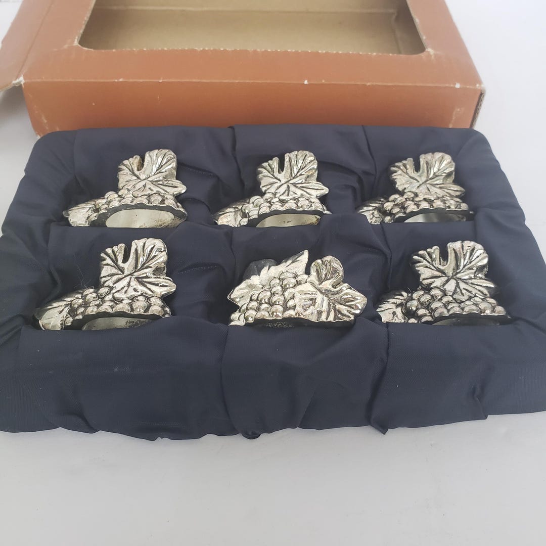 Vintage Silea Silver Plated Place Card Holders, Grapes and Leaf Design ...