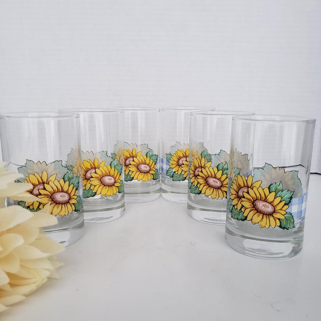 Set of 6 Crisa Sunflower Juice Glasses/corelle 'sunsations Glassware - Etsy