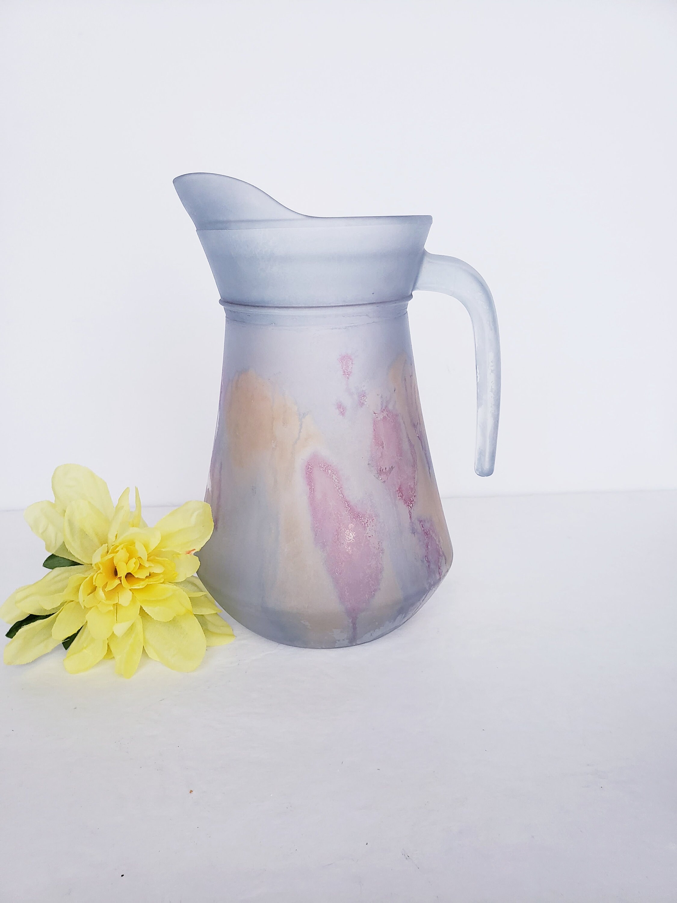 Vintage Ilanit Olamtov Pitcher Hand Painted Glass Pitcher - Etsy