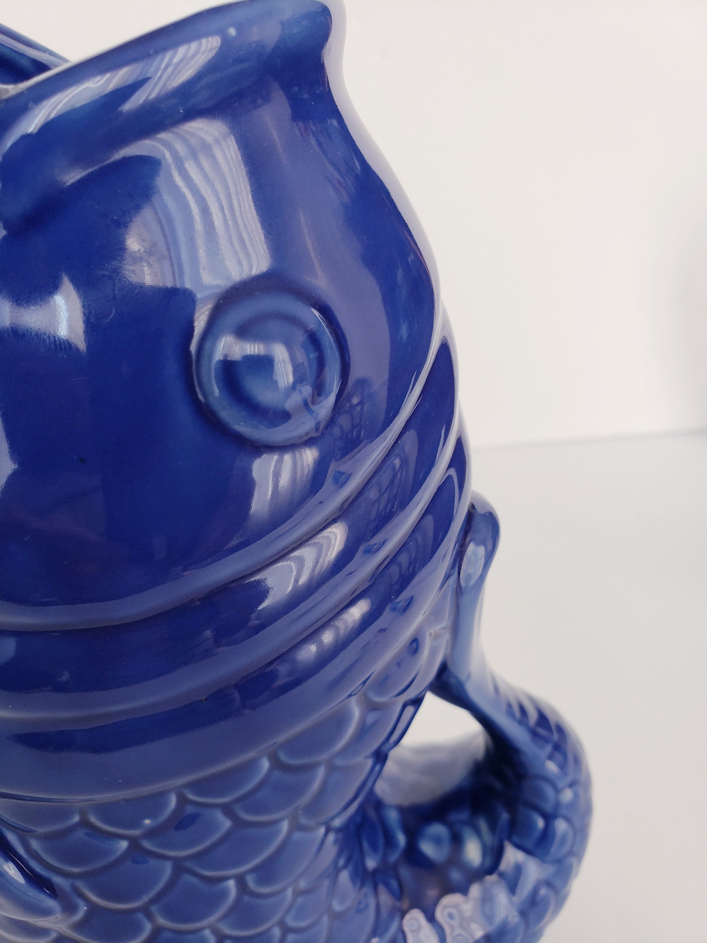 Cobalt Blue Glug Big Fish Jug/vase - Etsy