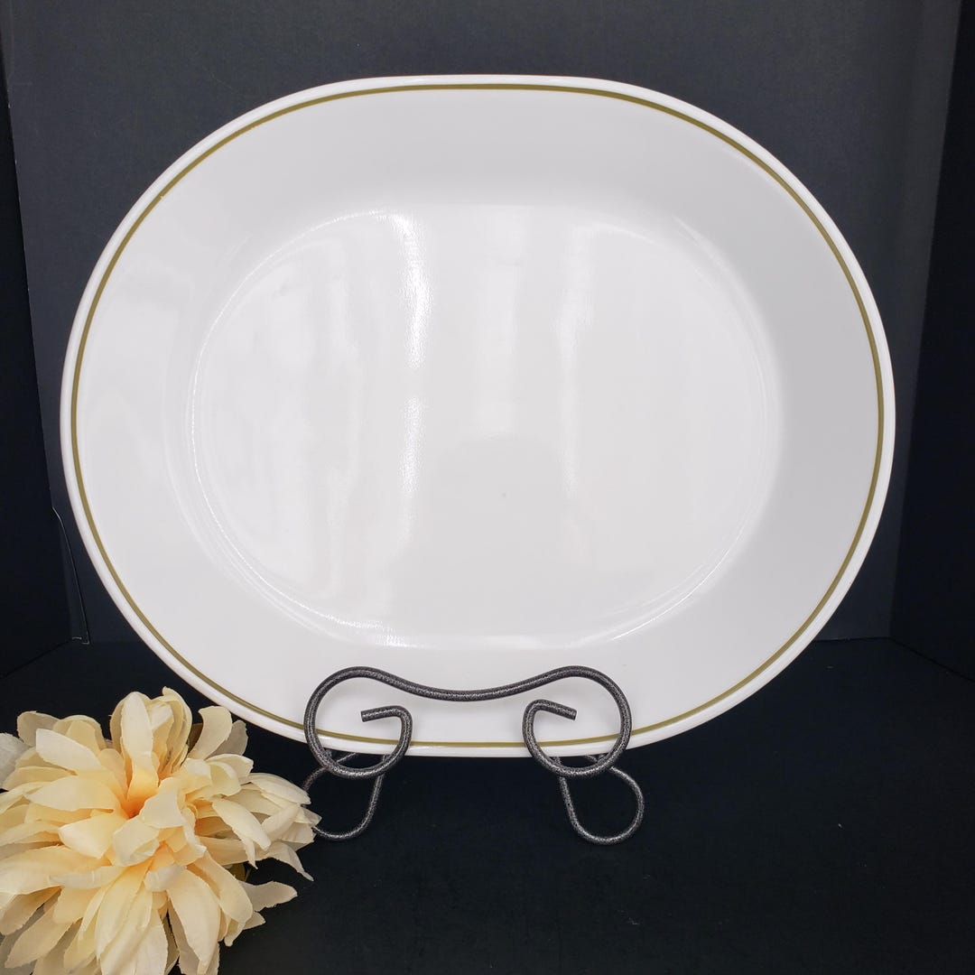 Corning Oval Serving Platter Spring Blossom - Green Band - Etsy