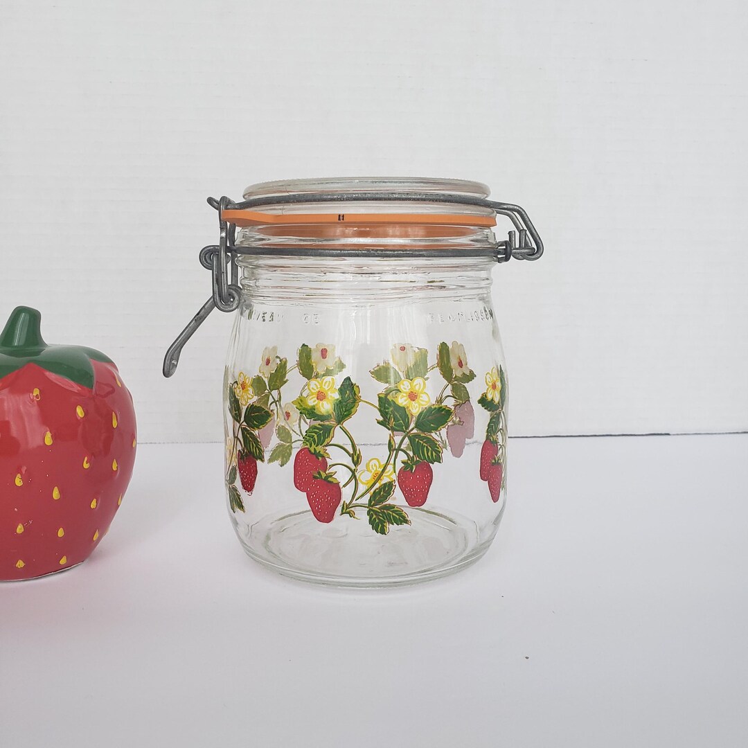 Vintage ARC France Clear Glass Strawberry Storage Container/canister, 3 ...
