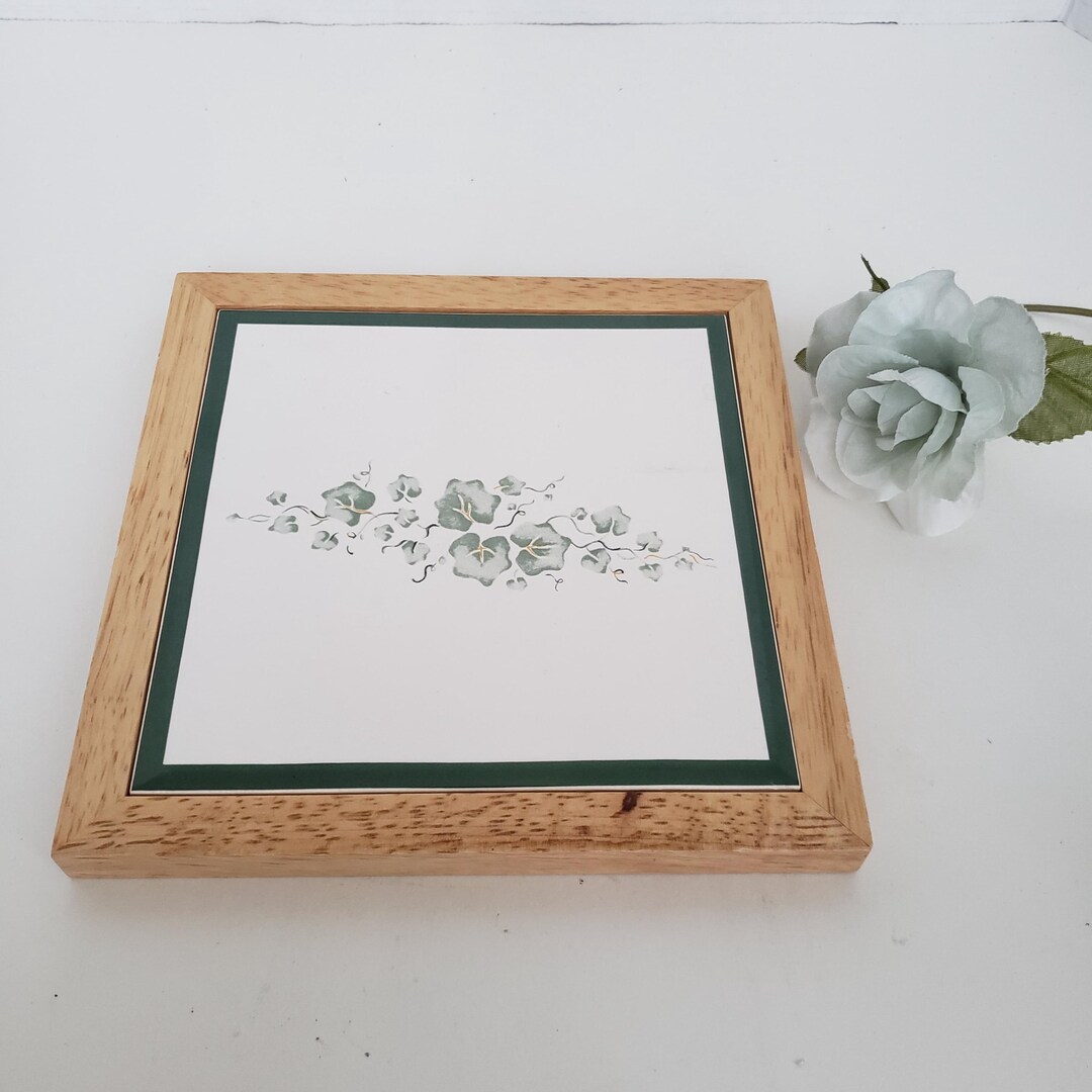 Corning/corelle Callaway Wood Frame Trivet, Green Leaves - Etsy