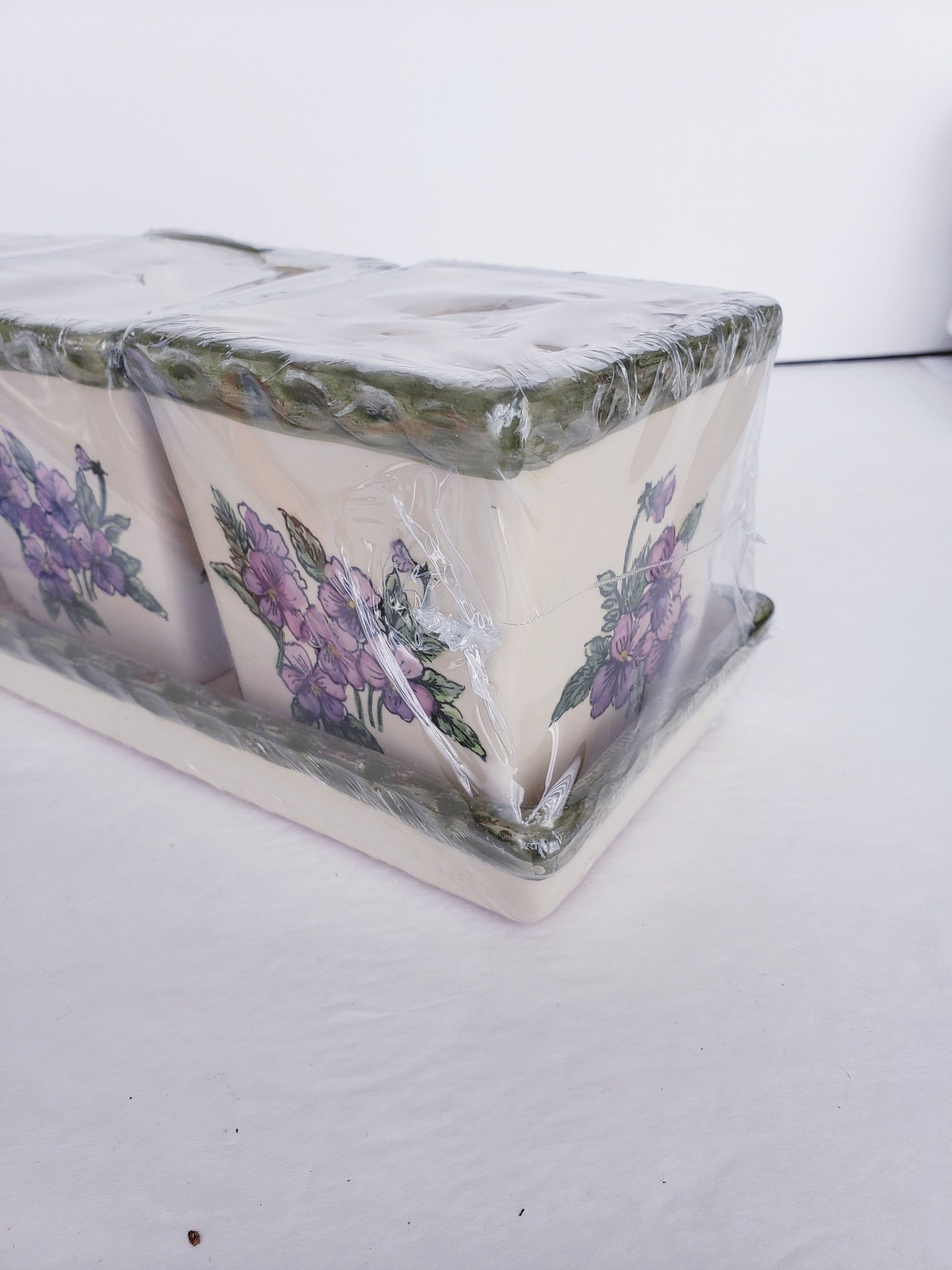 Pacific Rim Hand Painted Decorative Planters and Tray Set 4 | Etsy