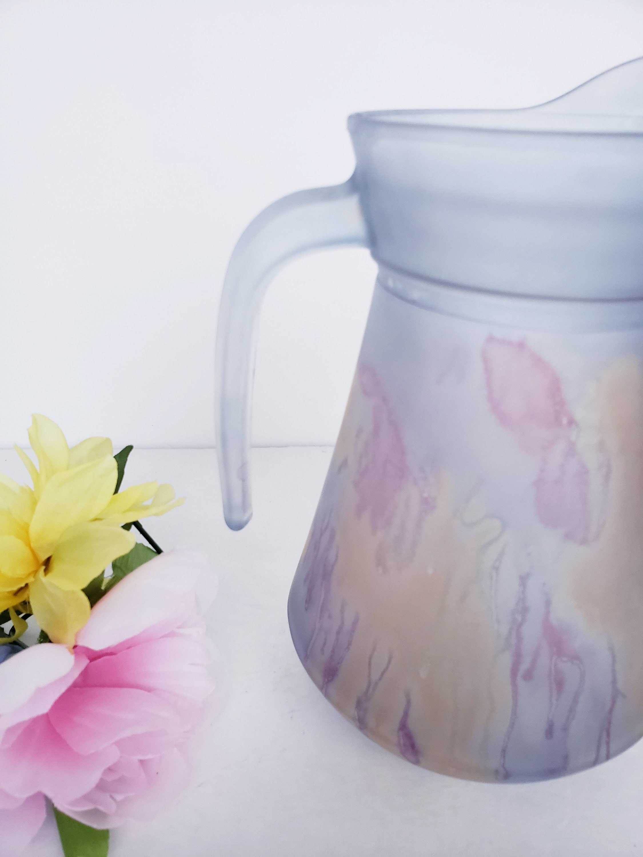 Vintage Ilanit Olamtov Pitcher Hand Painted Glass Pitcher - Etsy