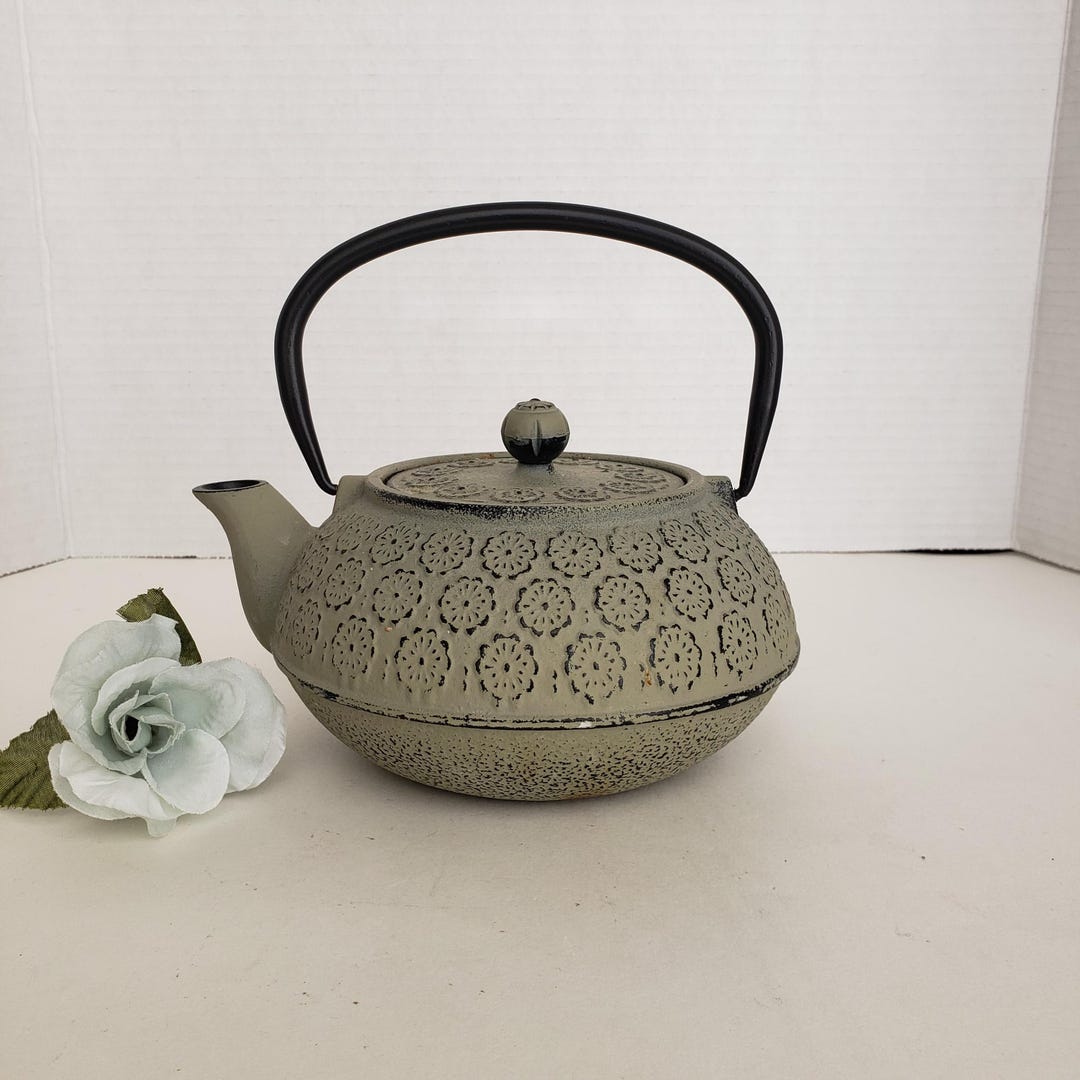 Green Cherry Blossom Cast Iron Teapot - Etsy