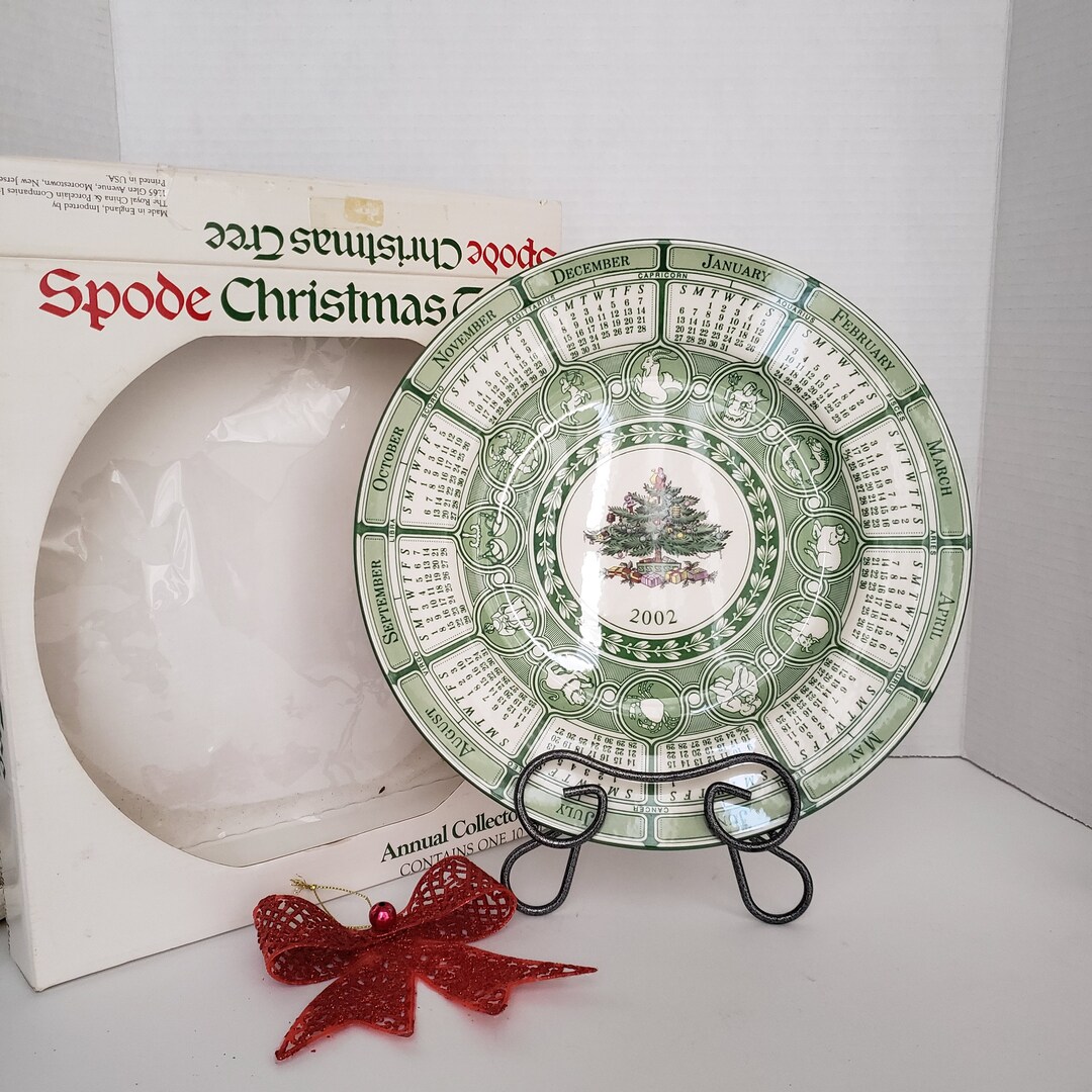 Spode Christmas Tree Calendar Plate Green Trim 2002 - Etsy
