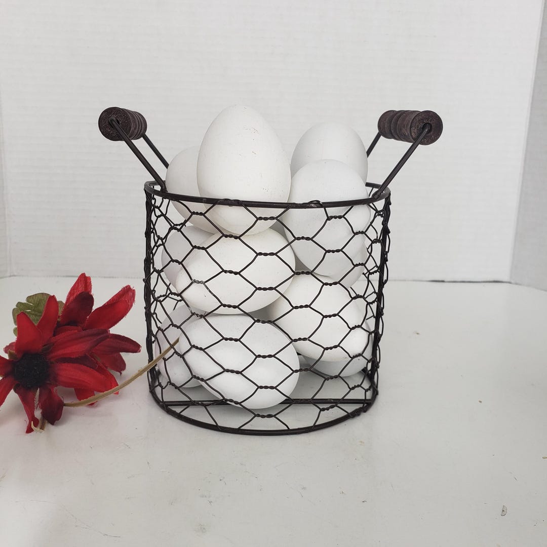 Chicken Wire Basket With Wood Handles, Small Decorative Basket - Etsy