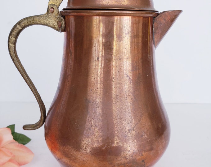 Vintage Copper Coffee Pot With Brass Handle - Etsy