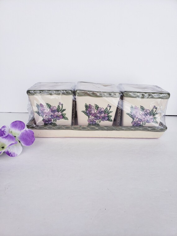 Pacific Rim Hand Painted Decorative Planters and Tray Set 4 | Etsy