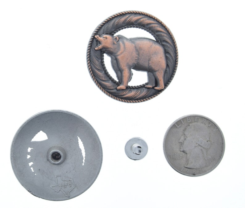 Copper Bear Wood Badge Critter Concho - Etsy