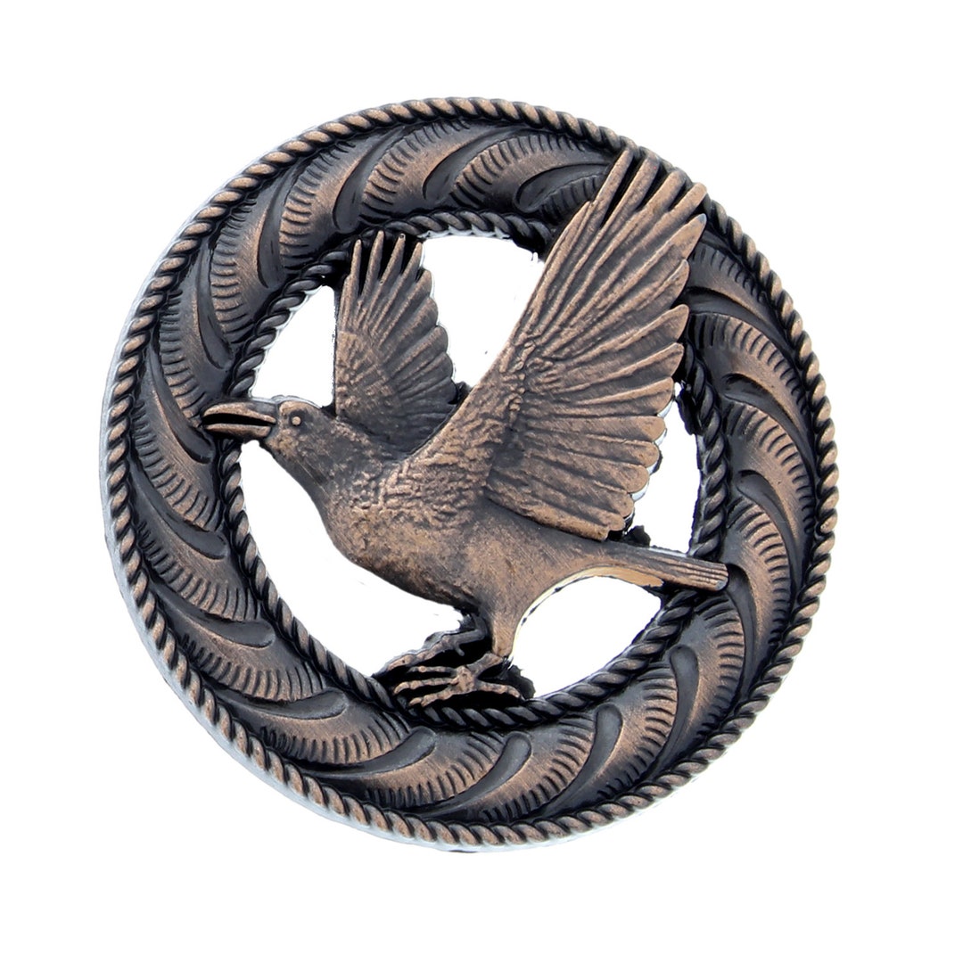 Copper Raven Wood Badge Critter Concho - Etsy