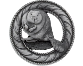 Copper Beaver Wood Badge Critter Concho | Etsy