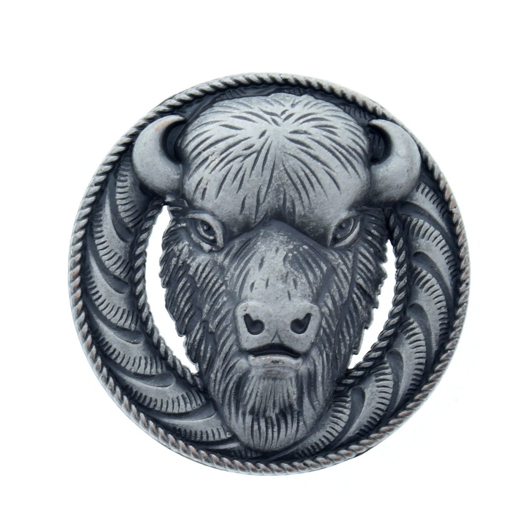 Pewter Buffalo Wood Badge Critter Concho - Etsy