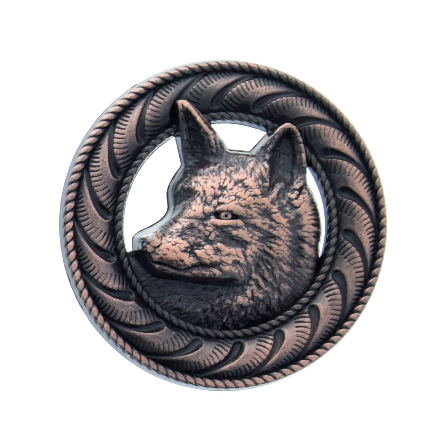 Copper Fox Wood Badge Critter Concho - Etsy