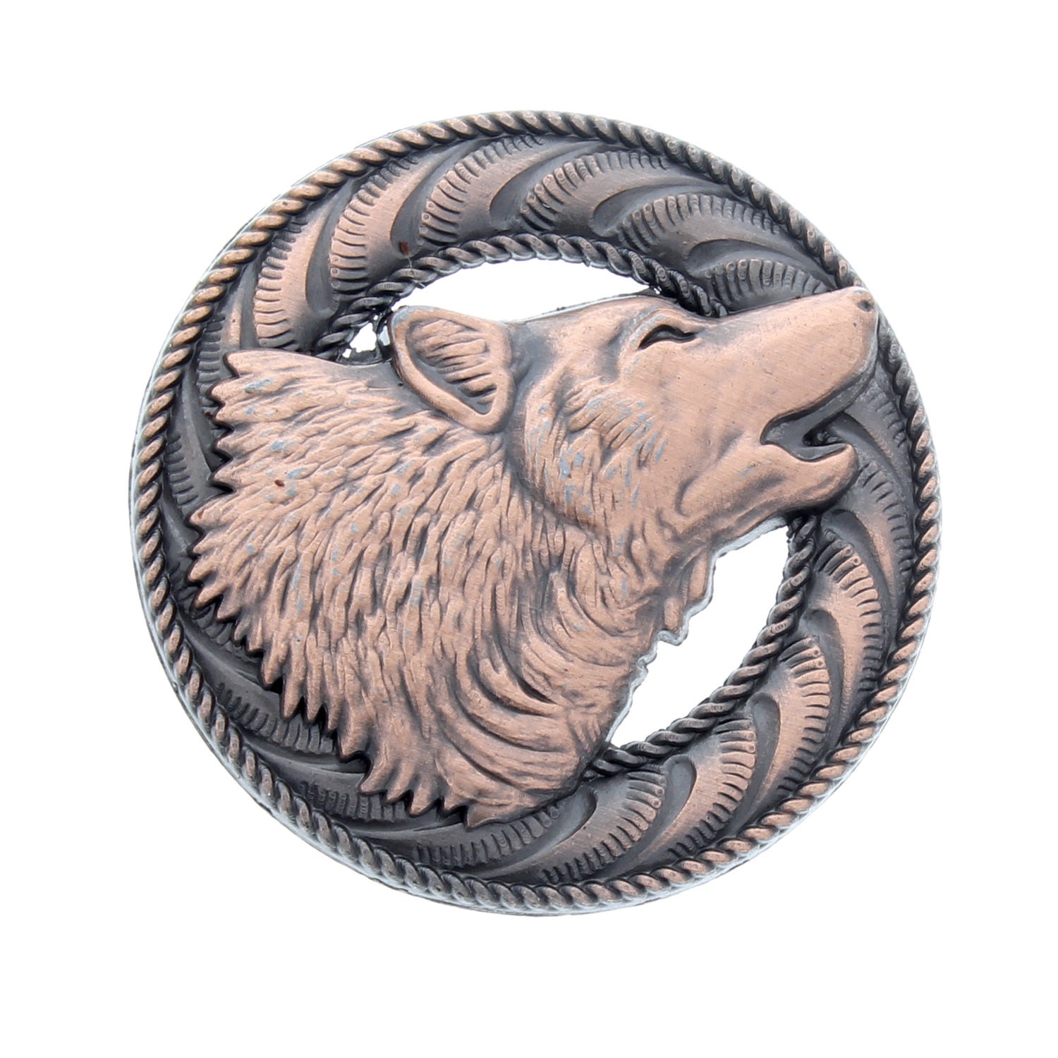 Copper Wolf Wood Badge Critter Concho - Etsy