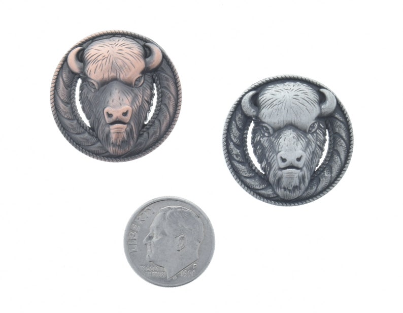 Small Copper Buffalo Wood Badge Critter Concho - Etsy