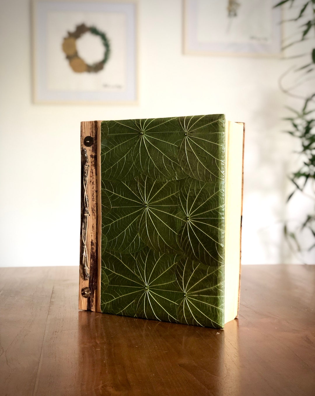 Extra Large Scraptbook A3, Big Vegan Leather Journal, Thick Green Leaf ...