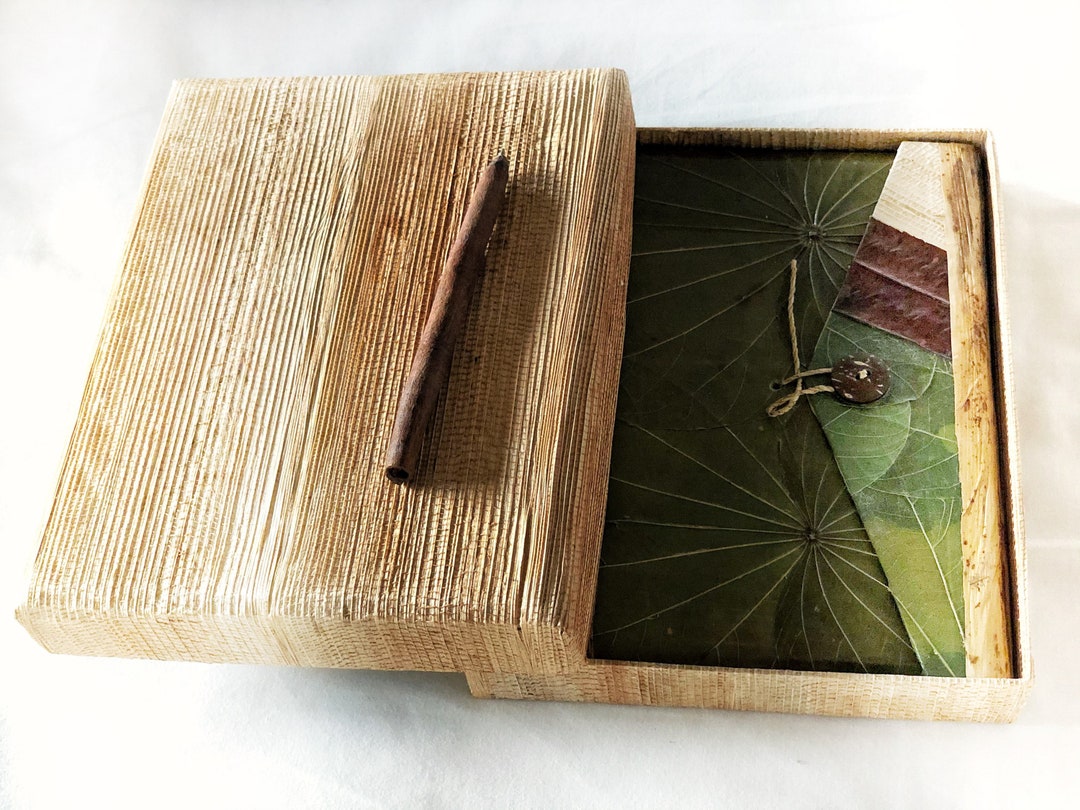 Handmade Journal Cinnamon Stick Pen, Natural Leaf Vintage Journal ...