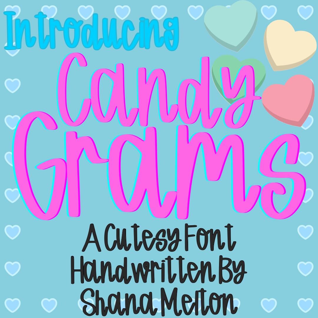 Handwritten Font OTF Candy Grams Valentine Digital Download Type-able ...