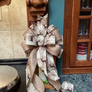 Rustic Farmhouse Shimmering Burlap Ribbon With Woodland Stag for Tree ...