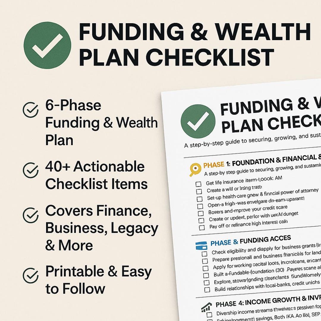 Funding & Wealth Plan Checklist | Digital Download | Personal Finance ...