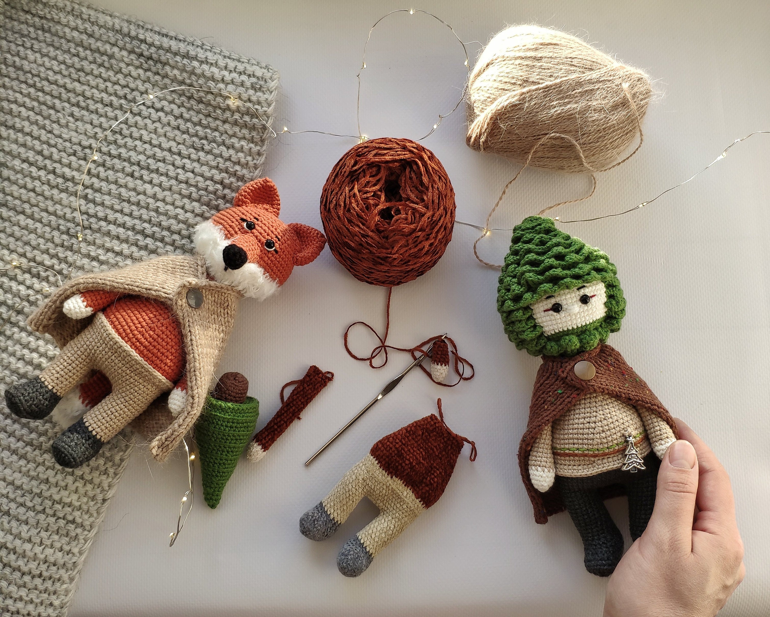 Fox and Elfo Crochet Pattern Set 2in1 Pine Cone Crochet - Etsy