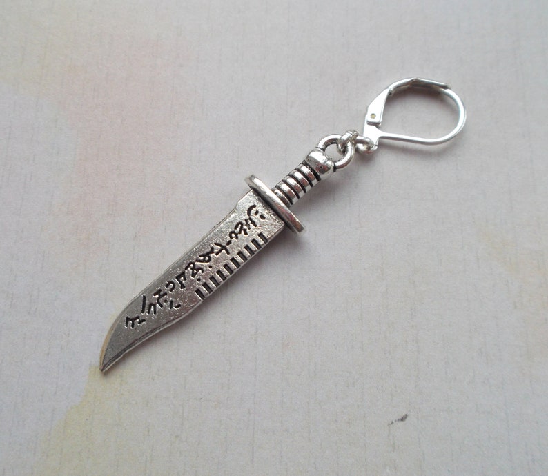 Long Earrings Hunting Knife, Dagger Japanese Dagger Silver, Bronze Mono ...