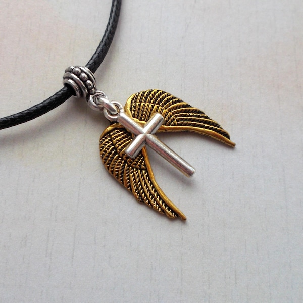 Angel Wings With Cross Necklace - Etsy