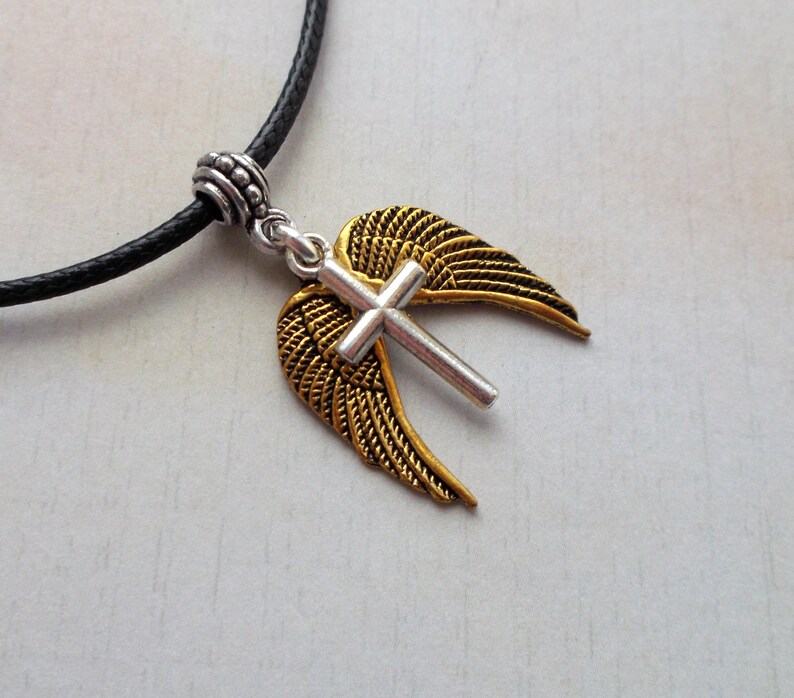 Angel Wings and Cross. Necklace Pendant. Amulet. Protection - Etsy