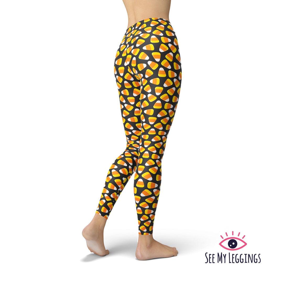 Candy Corn Leggings, Halloween Leggings, Printed Leggings, Workout ...