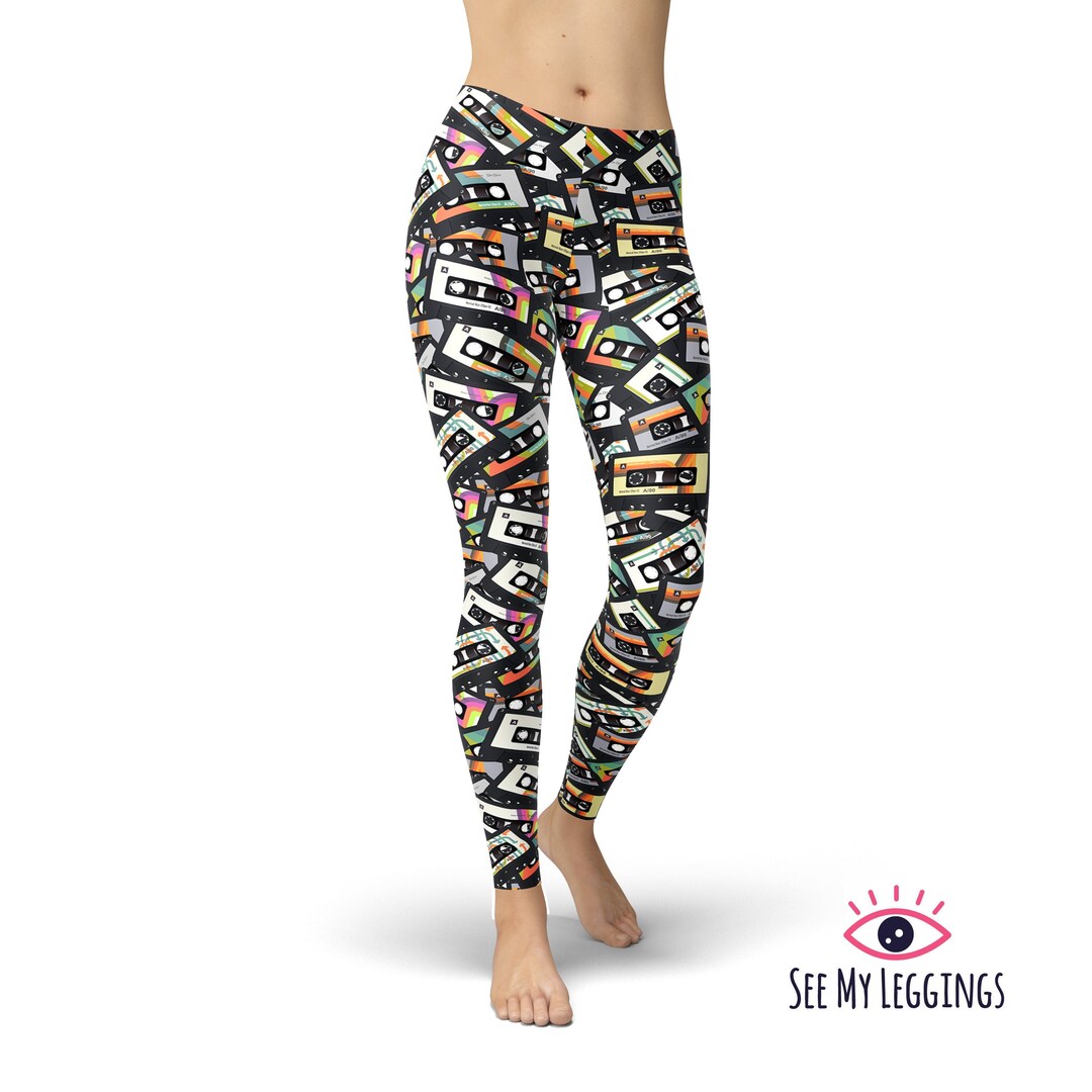 Retro Tapes Leggings, Bedruckte Leggings, KassettenLeggings, Workout ...