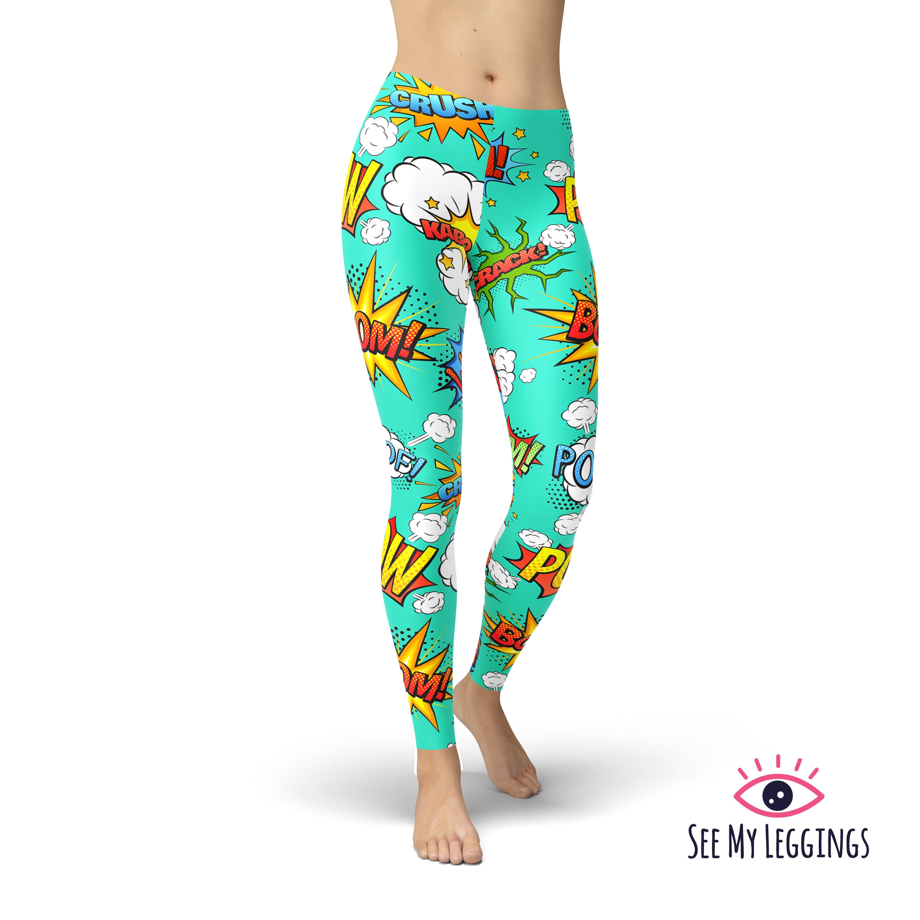 Comic Leggings,Workout Leggings, High Waist Leggings, Yoga Pants sold ...