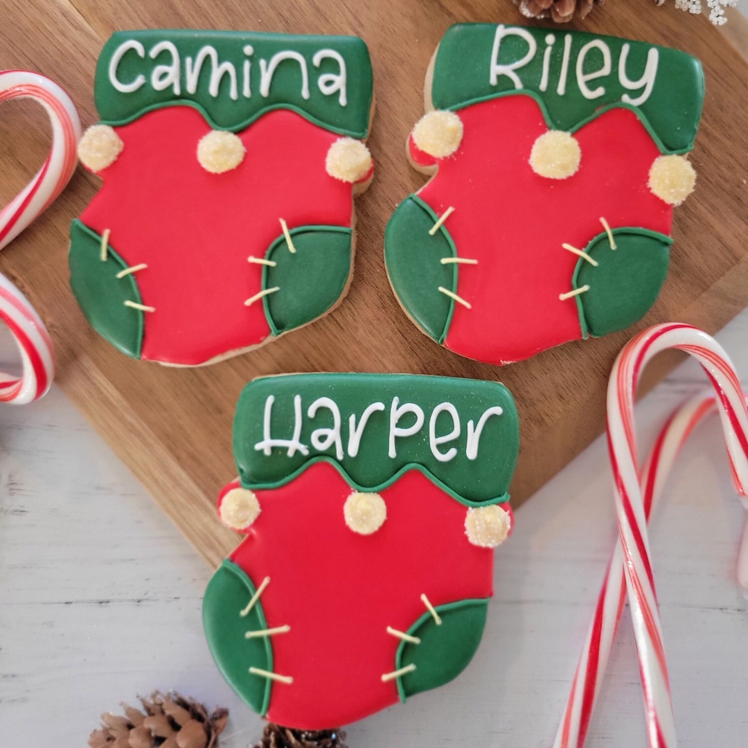 Christmas STOCKING COOKIES Personalized Cookies Decorated - Etsy