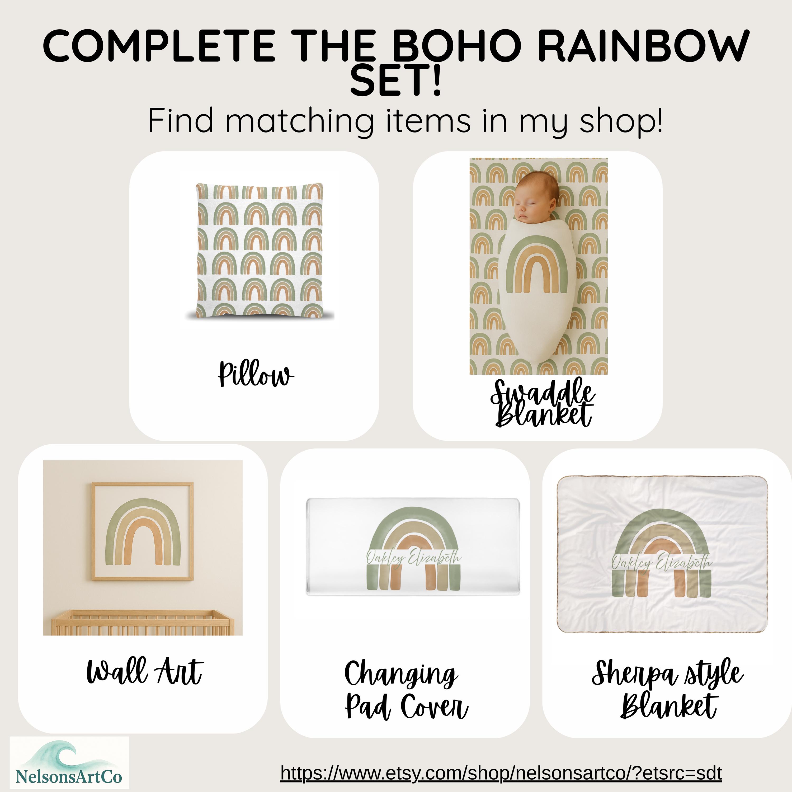 Custom Boho Rainbow Crib Sheet-personalized Baby Name Boho Rainbow Crib ...