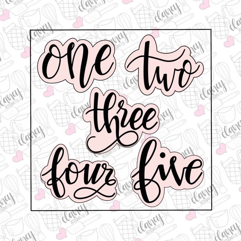 Number Words 1-5 / Lettered Numbers Cookie Cutter SET - Etsy