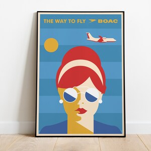 Retro BOAC Airline Travel Poster Aviation Wall Art Print Pilot Gift ...