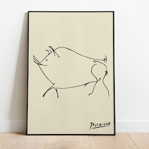 Vintage Pablo Picasso Pig Wall Art Print One Line Art Drawing Poster ...