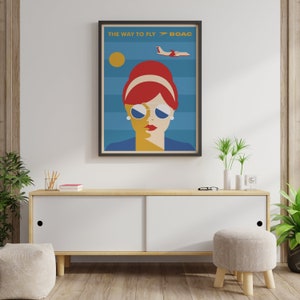 Retro BOAC Airline Travel Poster Aviation Wall Art Print Pilot Gift ...