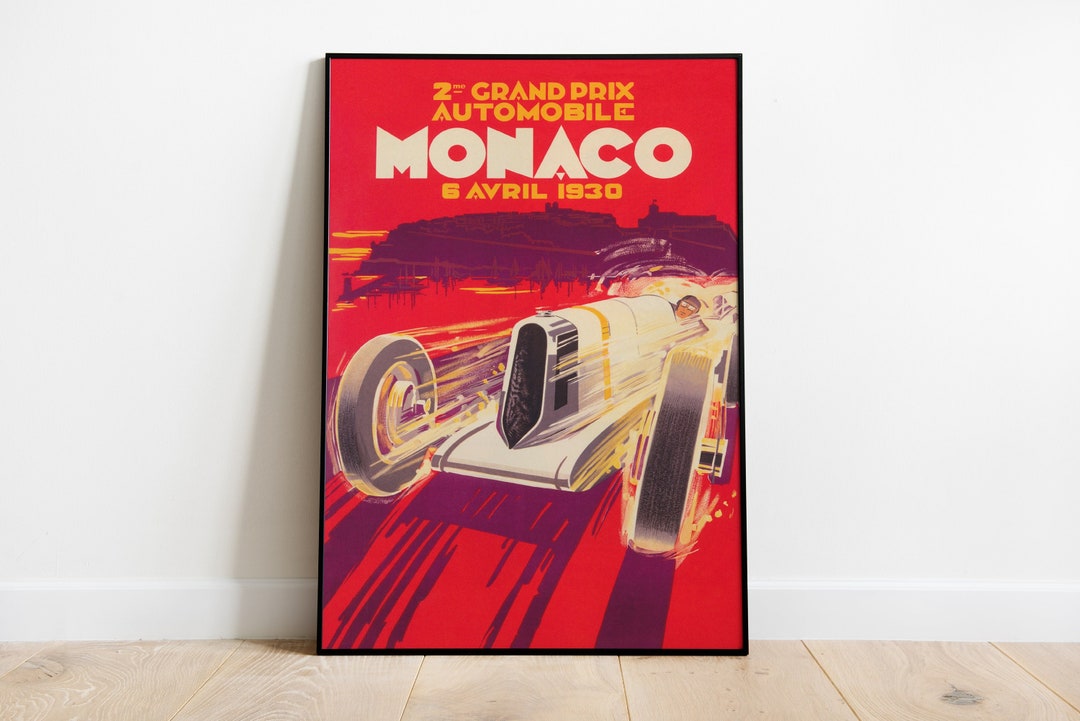 Retro F1 Racing Race Car Print Monaco 1930 Grand Prix Poster F1 Wall ...