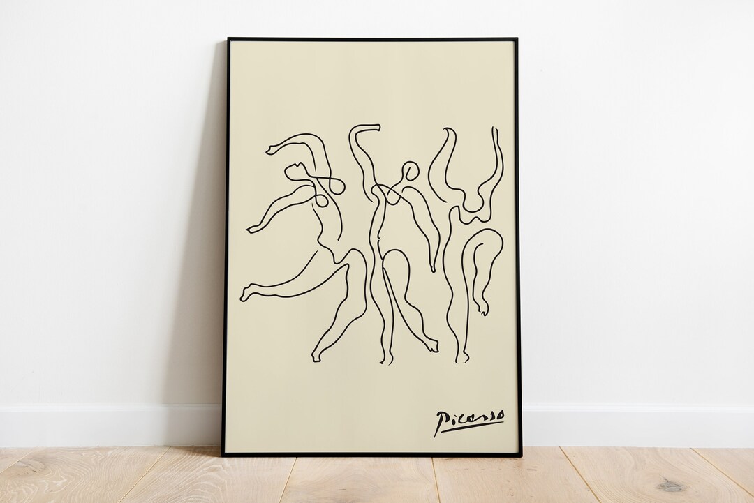 Bauhaus Picasso Line Art Minimalist Wall Art Dancing Poster Mid Century ...