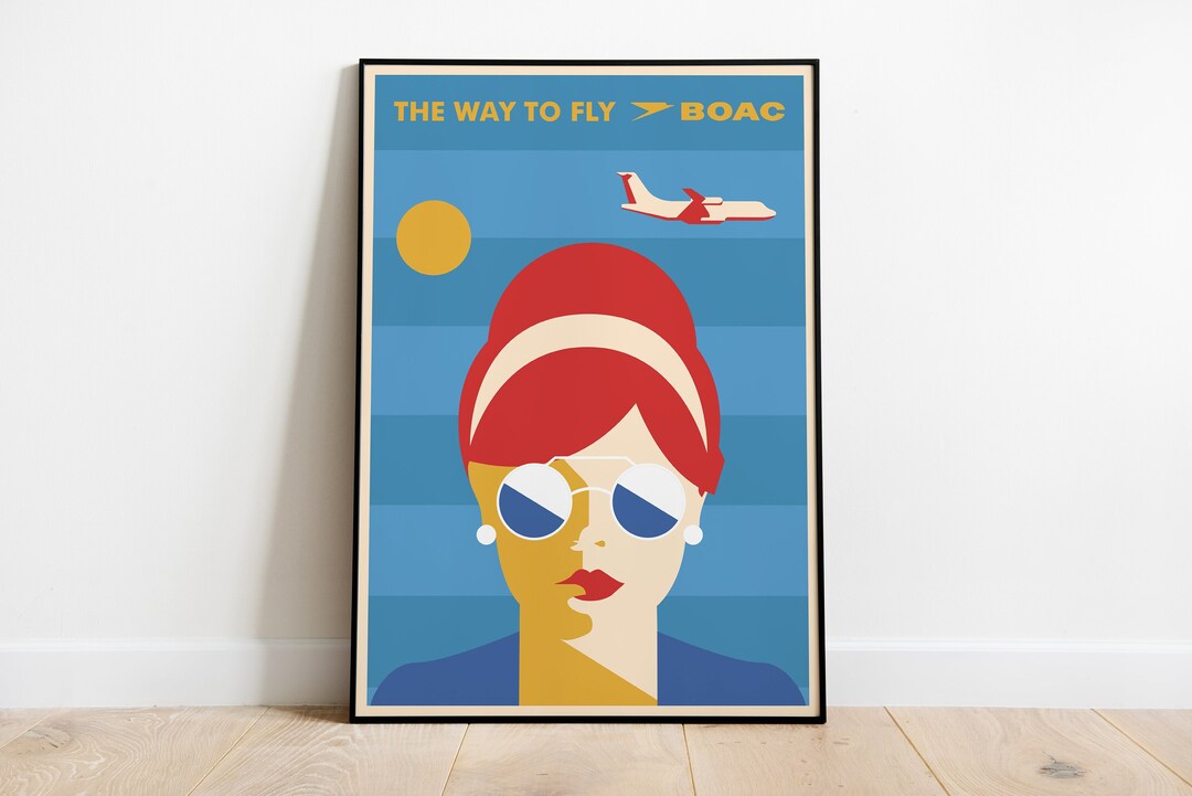 Retro BOAC Airline Travel Poster Aviation Wall Art Print Pilot Gift ...