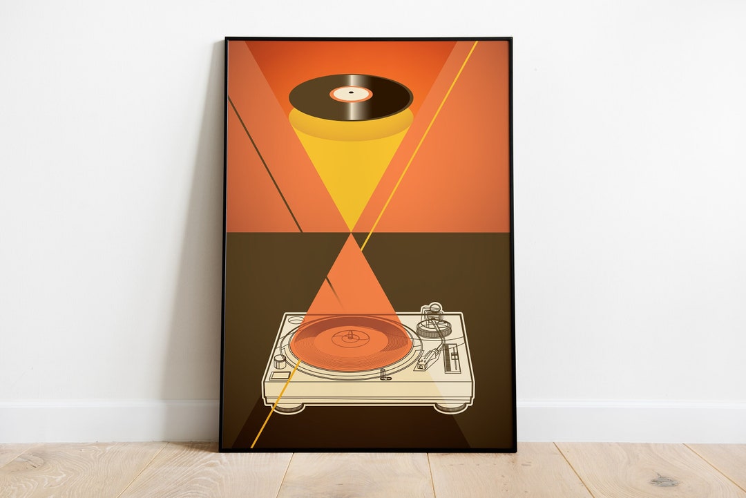 60s Retro Groovy Turntable Wall Art Print Record Player Poster Band ...