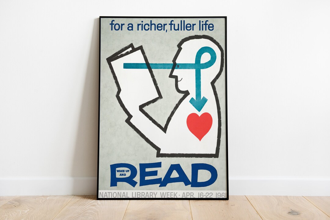 Vintage Reading Poster Bookish Wall Art Print Classroom Decor - Etsy