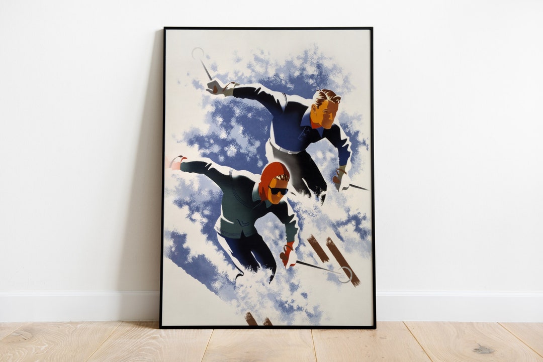 Jantzen Poster Winter Sport Travel Print: Retro Ski Wall Art for Ski ...
