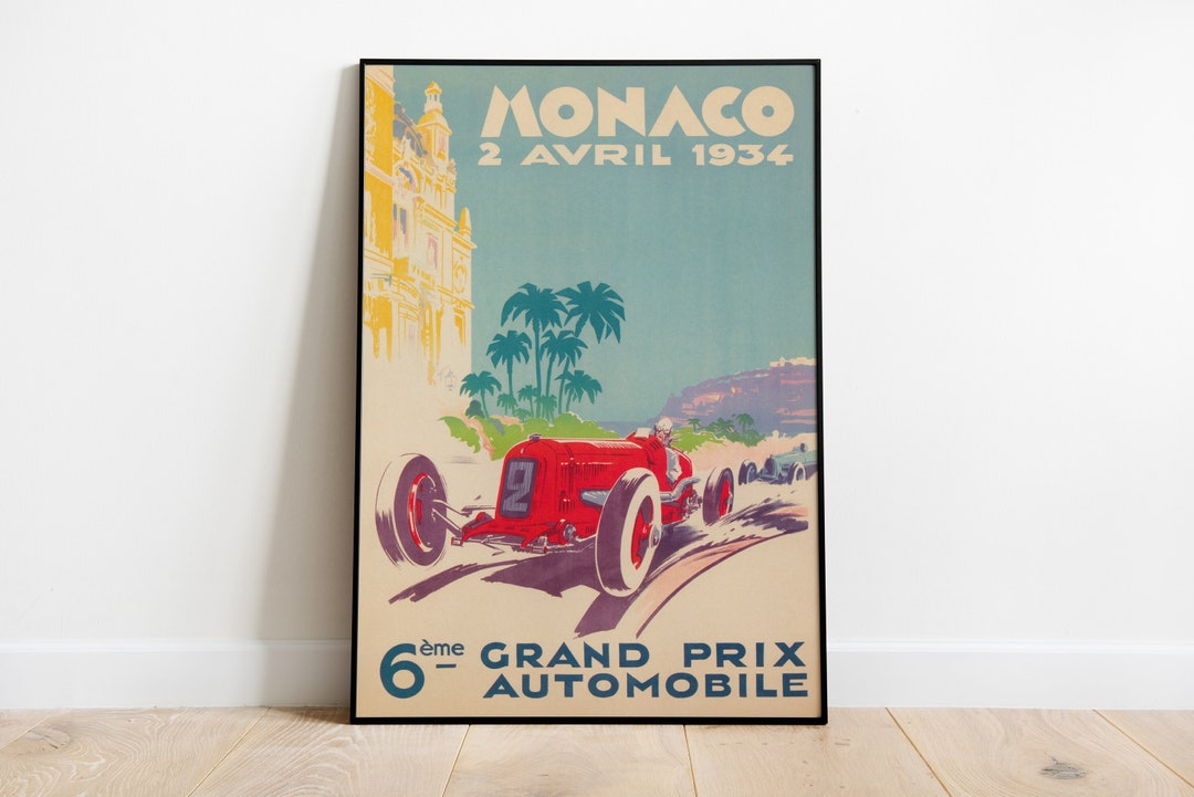 1934 Monaco Geo Ham Grand Prix Vintage Poster Formula 1 Racing Wall Art ...