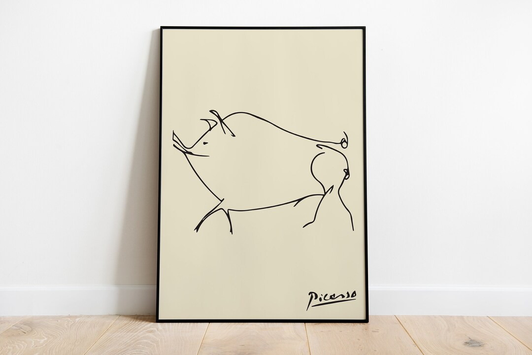 Vintage Pablo Picasso Pig Wall Art Print One Line Art Drawing Poster ...