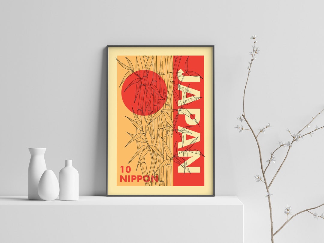 Retro Japanese Post Stamp Poster Tokyo Exhibition Print - Etsy